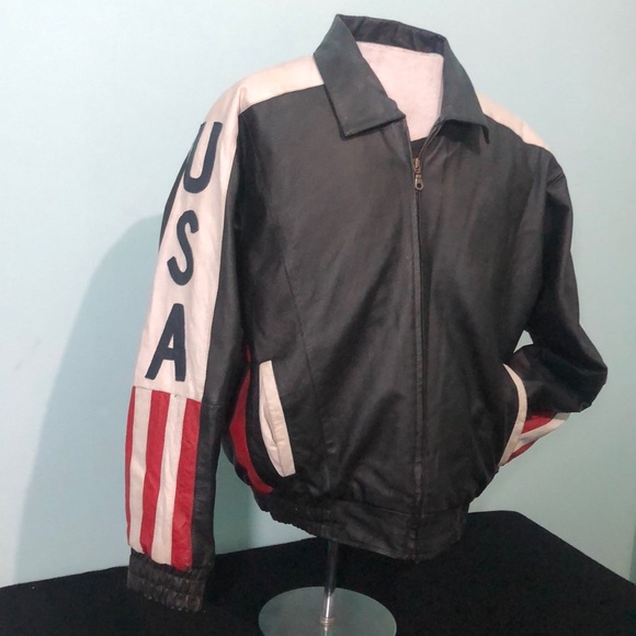 Hind | Jackets & Coats | Vintage Mens Patriotic Usa Flag Leather Jacket ...
